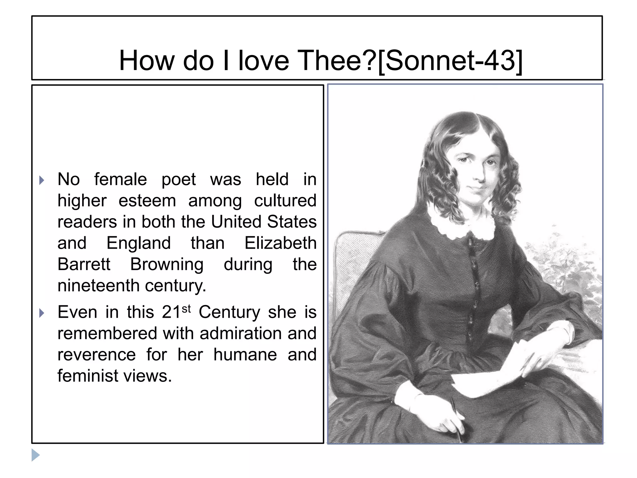 Sonnet-43 "How do I love thee?"by Elizabeth barrette browning. | PPTX ...