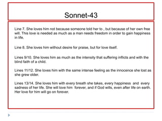 Sonnet-43 "How do I love thee?"by Elizabeth barrette browning. | PPTX