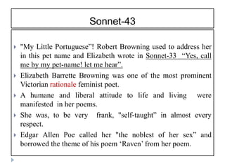 Sonnet-43 "How do I love thee?"by Elizabeth barrette browning. | PPTX
