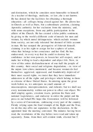 Elizabeth Cady Stanton et al. Declaration of Sentiments and Resolu | PDF