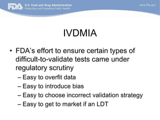 FDA’s approach to regulation of in vitro diagnostic tests | PDF