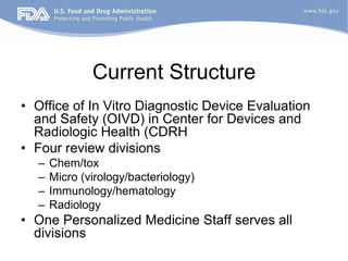 FDA’s approach to regulation of in vitro diagnostic tests | PDF