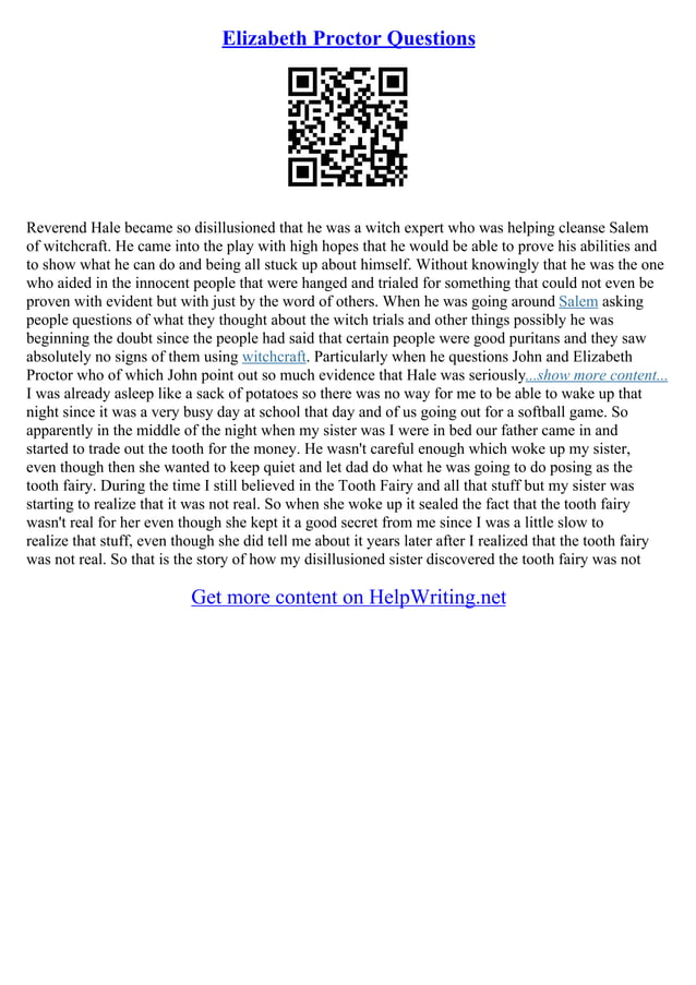 Elizabeth Proctor Essay | PDF
