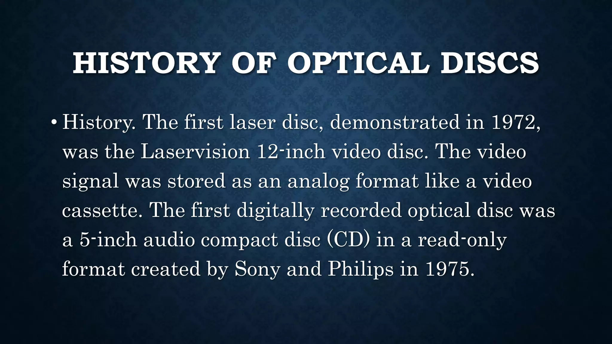 computer of optical discs | PPTX | Data Storage and Warehousing | Computing