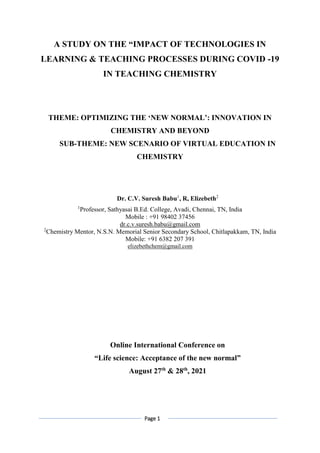 A Study on the “Virtual education in teaching chemistry” | PDF