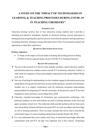 A Study on the “Virtual education in teaching chemistry” | PDF