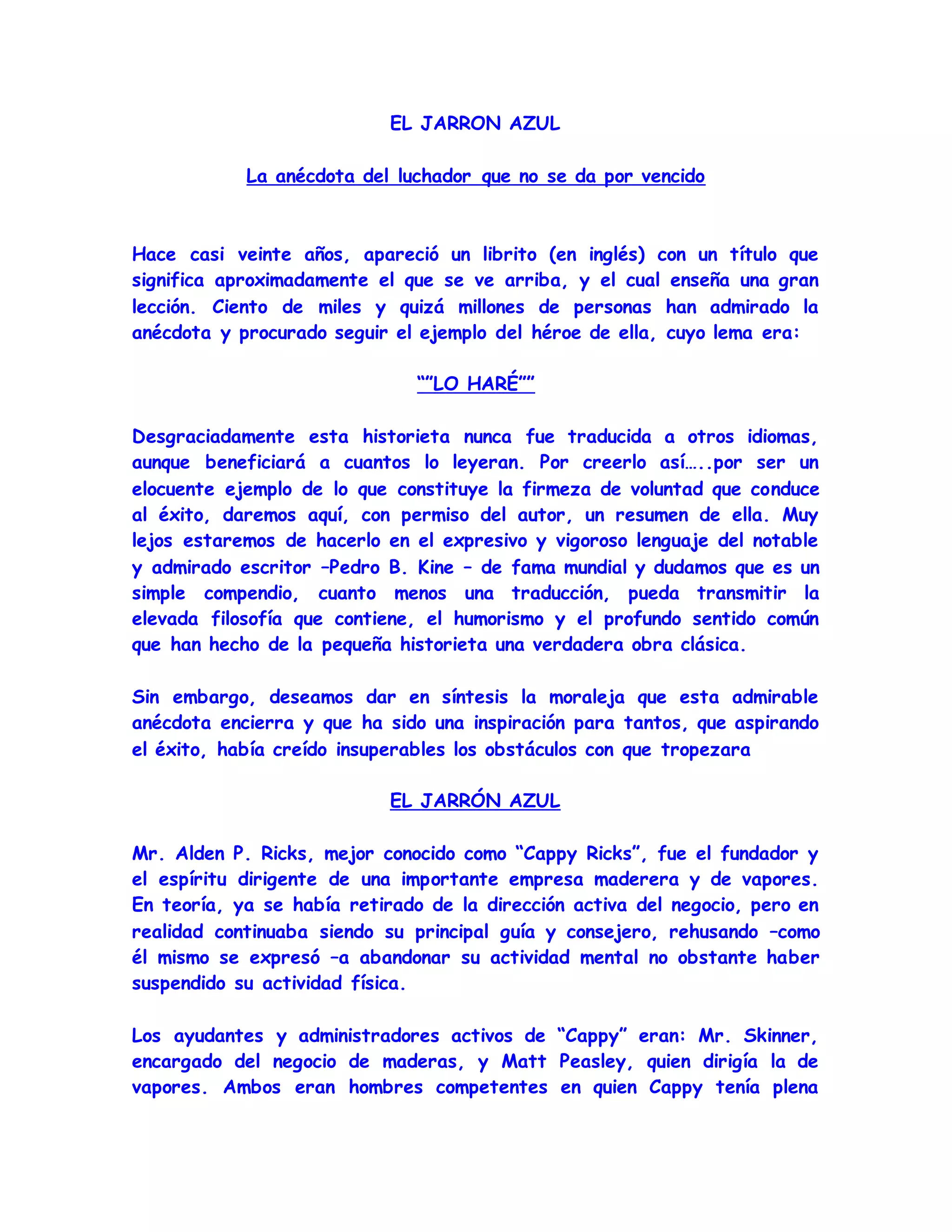 El jarron azul | DOCX | Business | Business and Finance