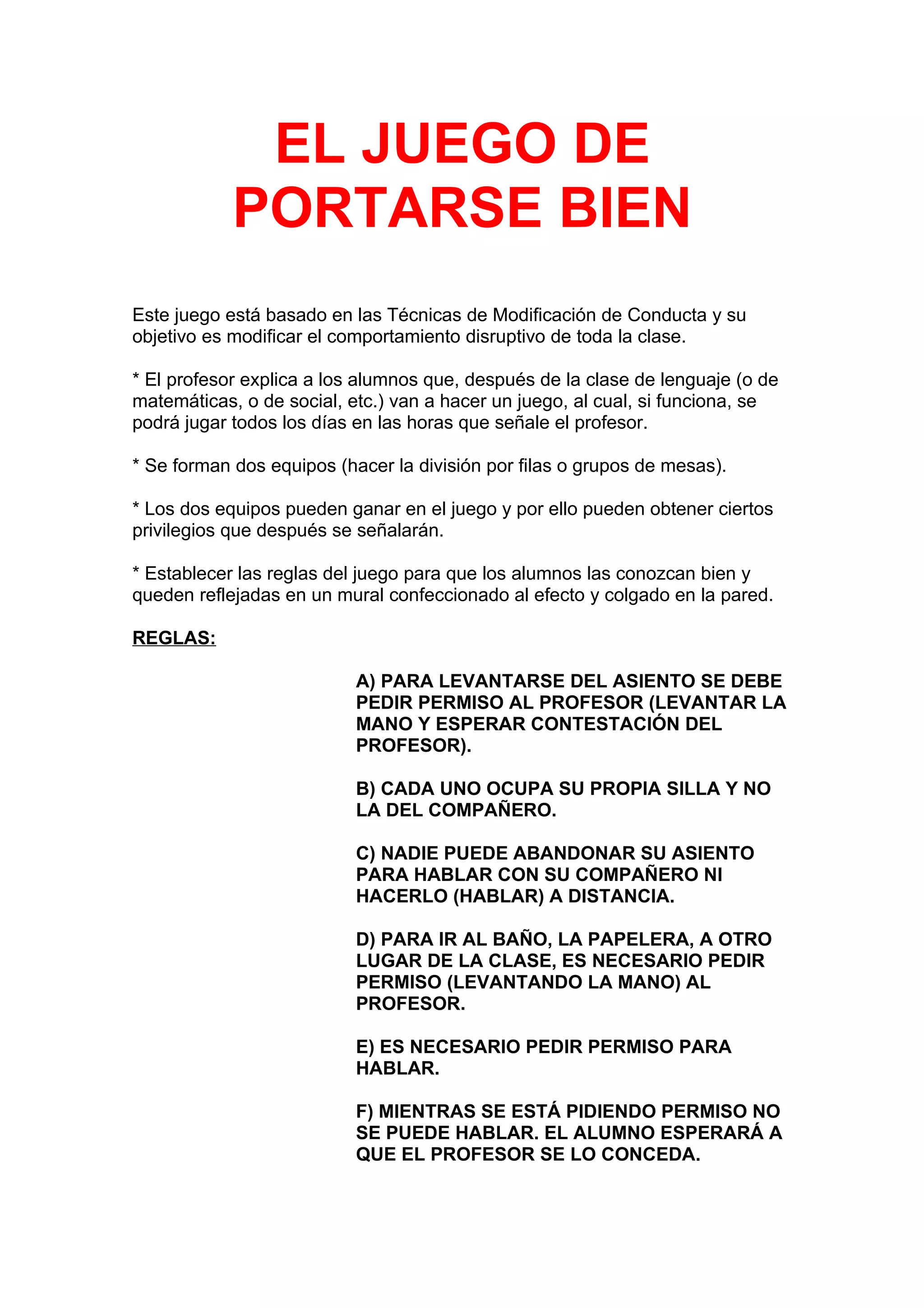 El juego de portarse bien | PDF