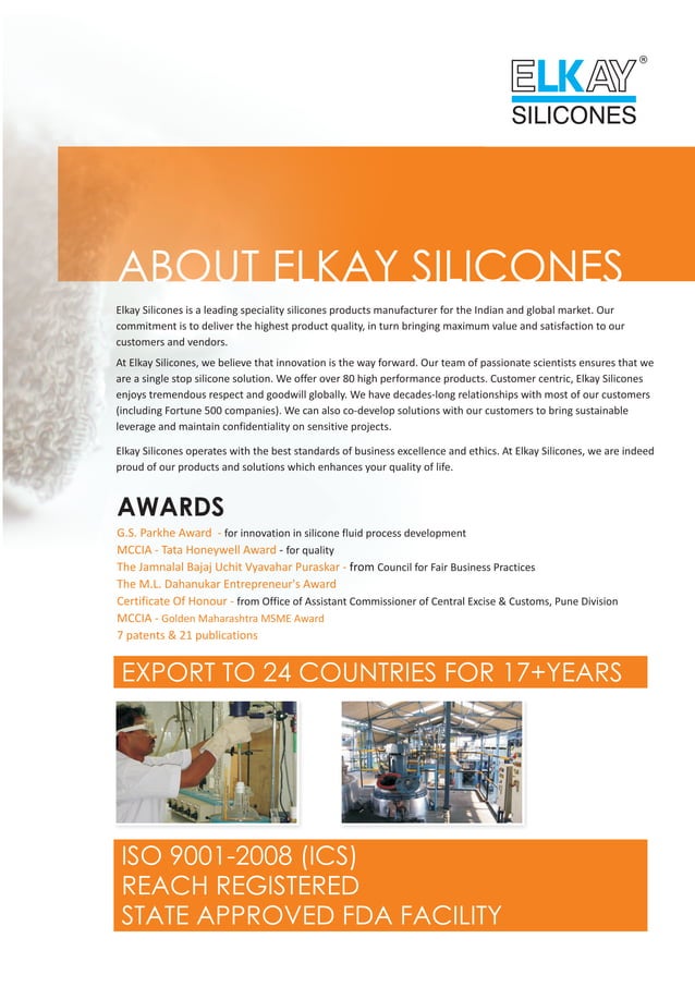 Elkay Chemicals Private Limited, Pune, Pure Silicone Fluid | PDF