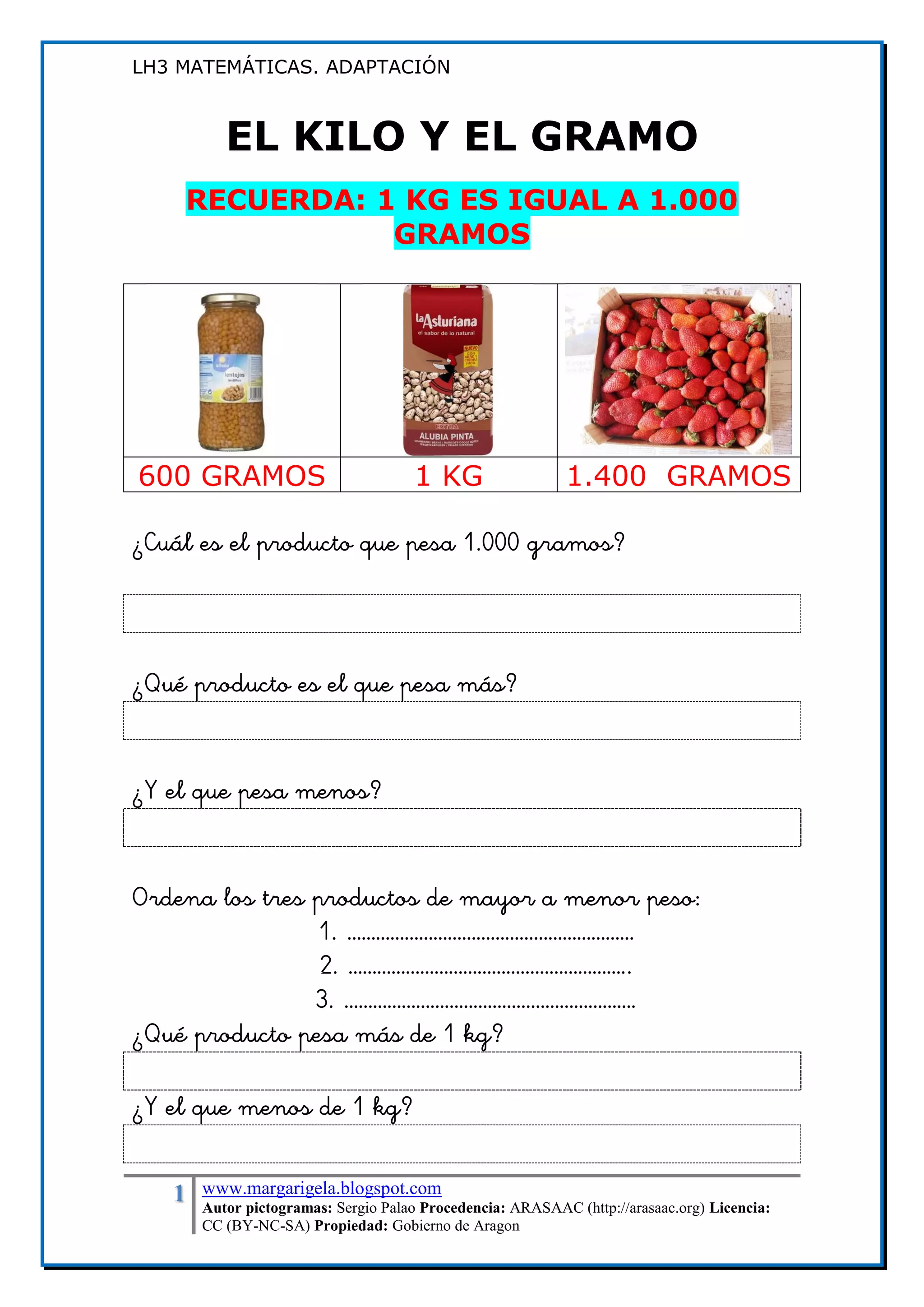 El kilo y el gramo | PDF