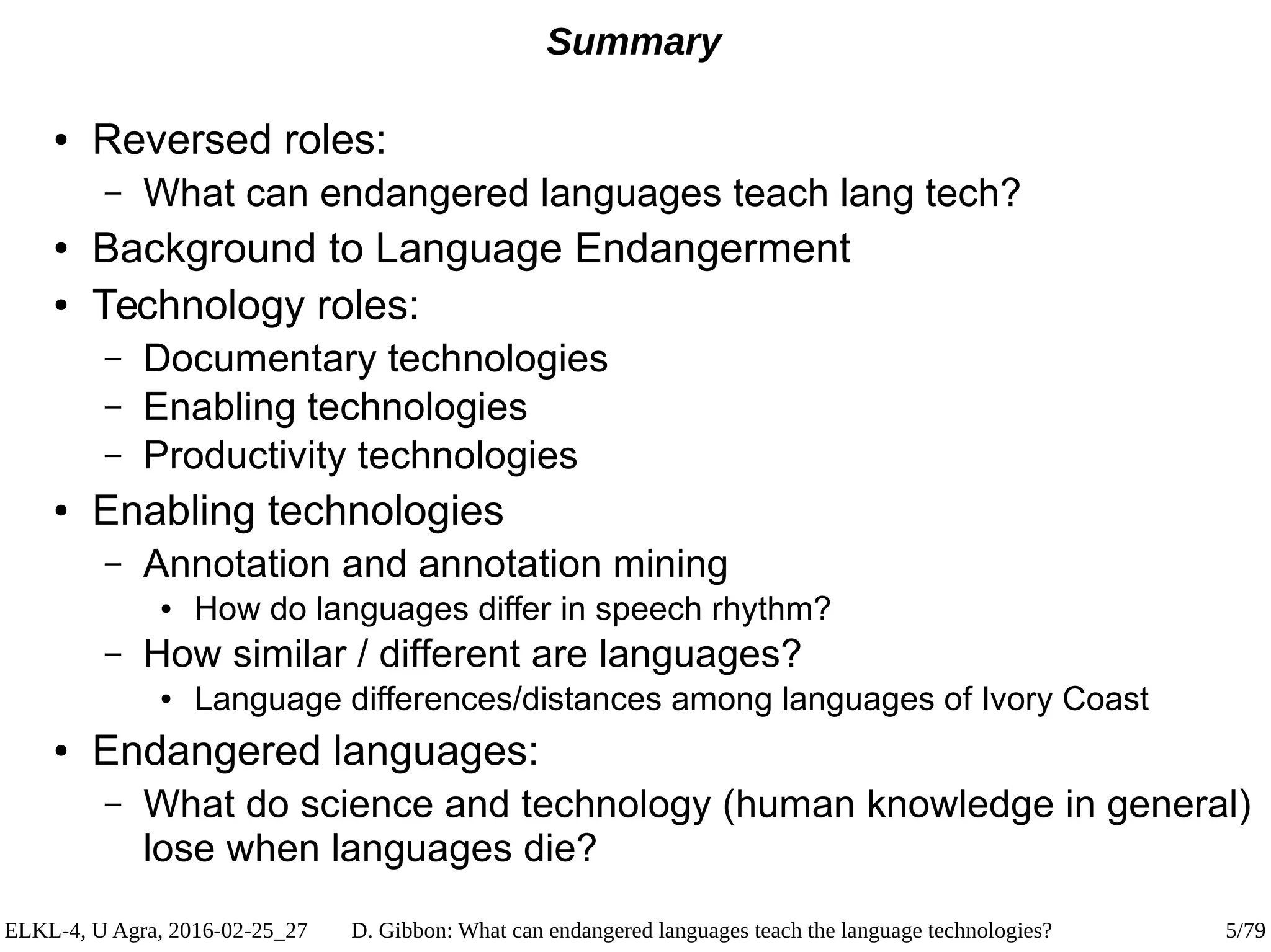 ELKL 4, Language Technology: learning from endangered languages | PDF