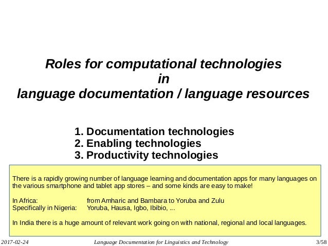 ELKL 5 Language documentation for linguistics and technology