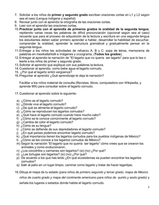 El lagarto proyecto de aprendizaje | PDF