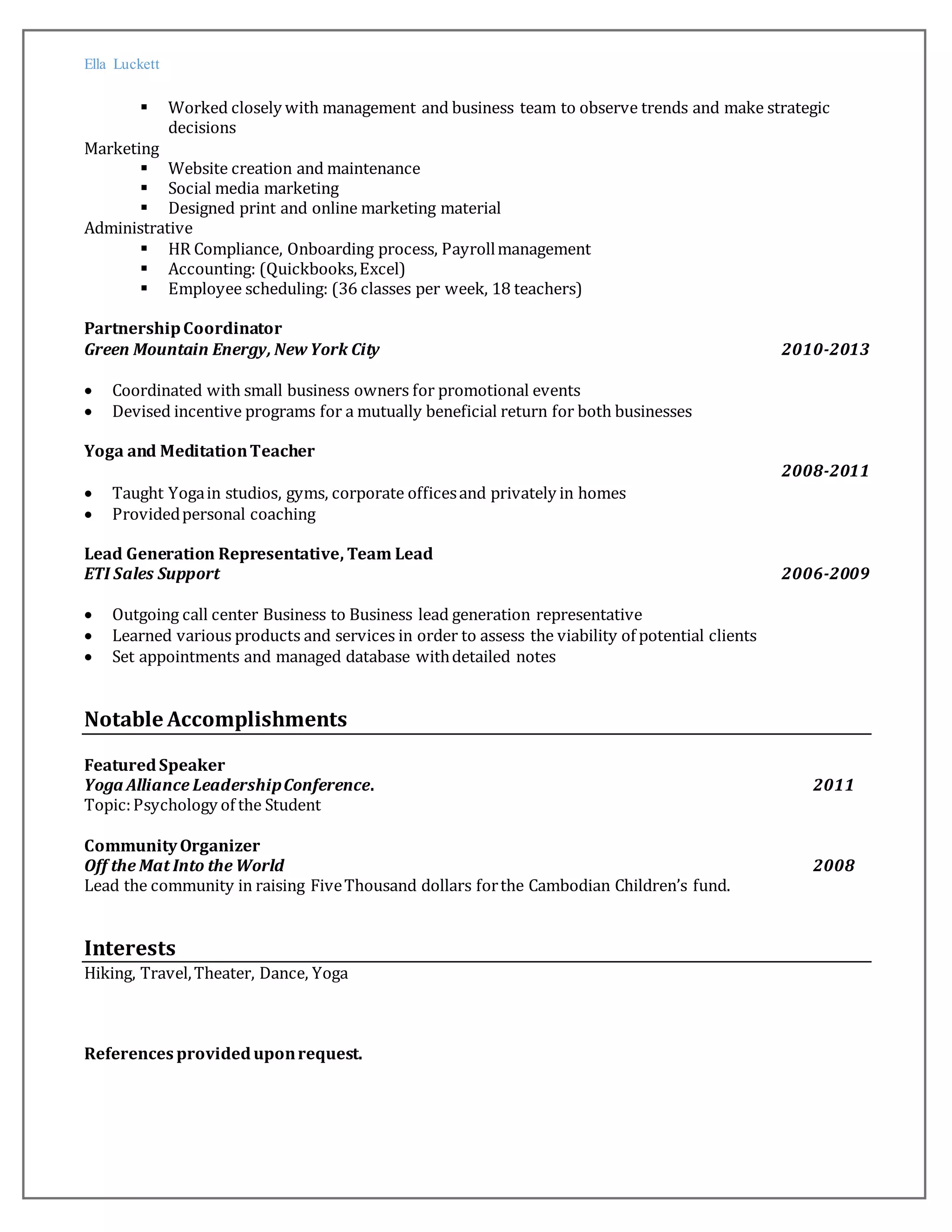 Ella luckett cv2016 | DOCX