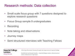 Informing information literacy through user experience at Imperial ...