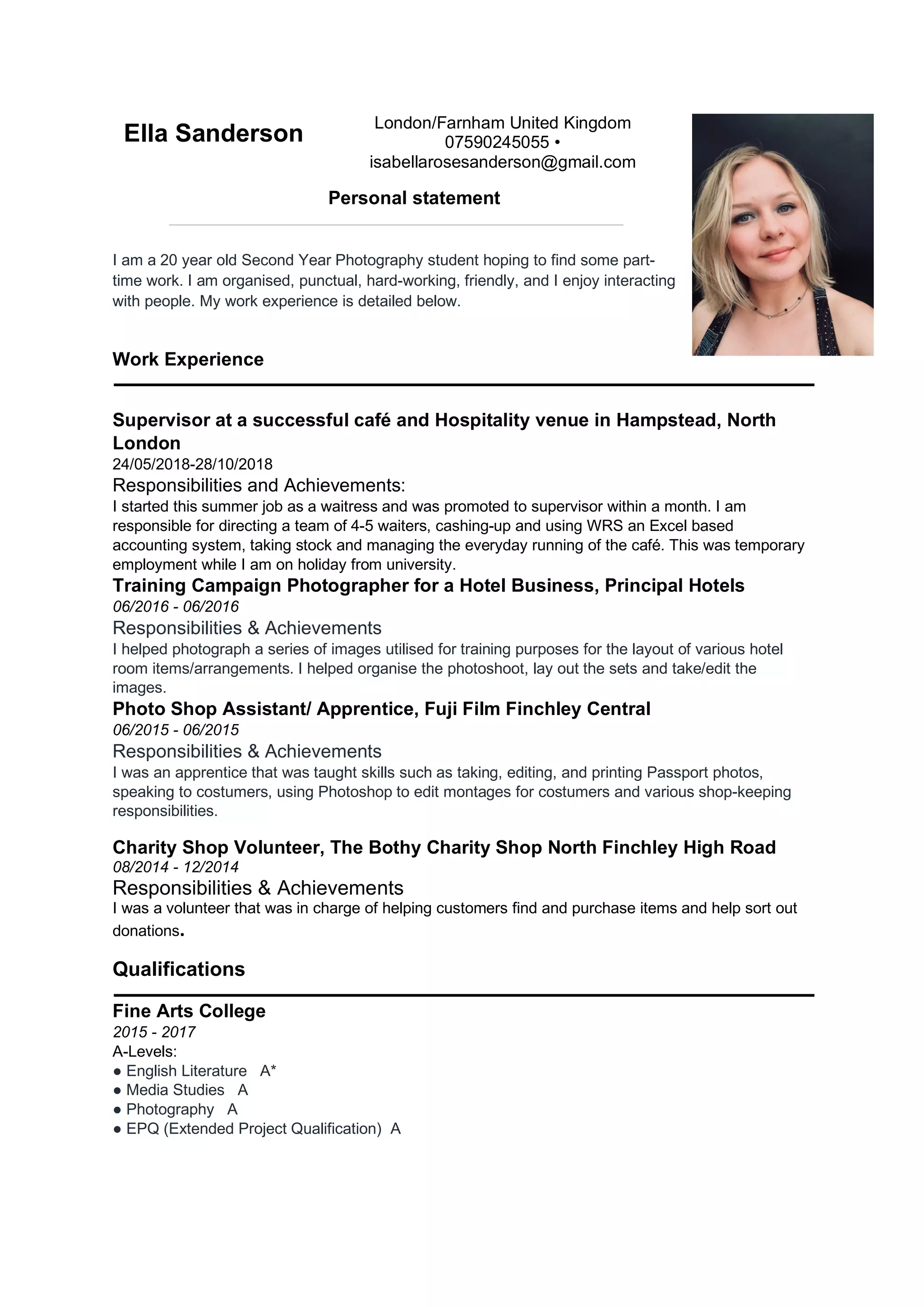 Ella's final cv | PDF