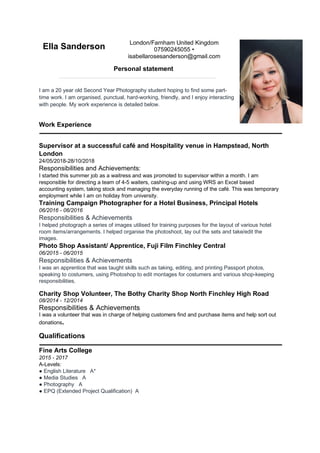Ella's final cv | PDF