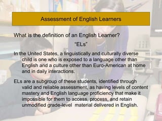 Assessment of English Learners (ELs) | PPT