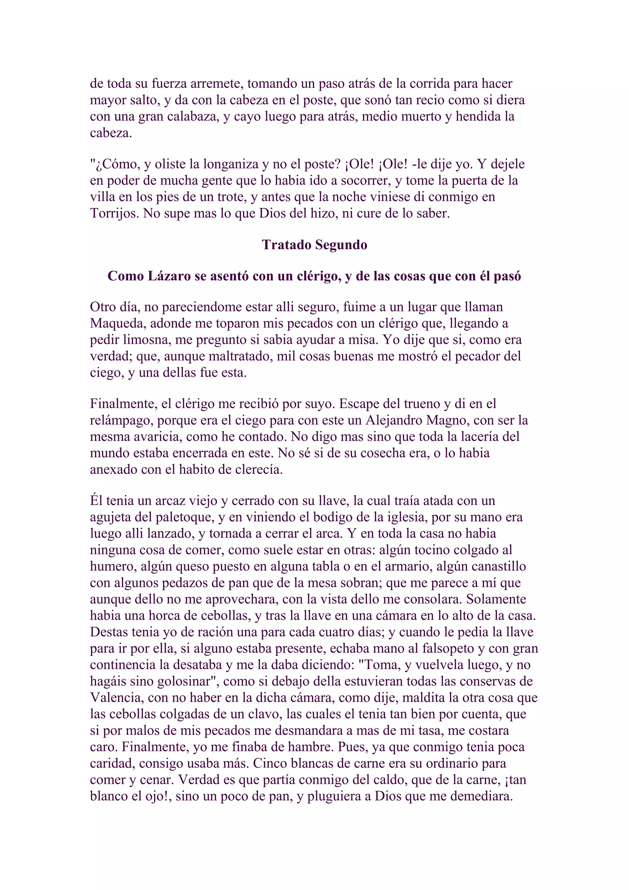 El lazarillo de tormes tratado primero | DOCX