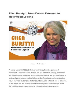 Ellen Burstyn: From Detroit Dreamer to Hollywood Legend | CIO Women ...