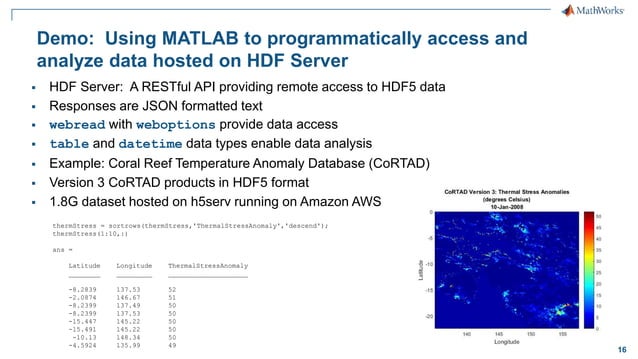 Matlab, Big Data, and HDF Server | PPTX | Databases | Computer Software and Applications