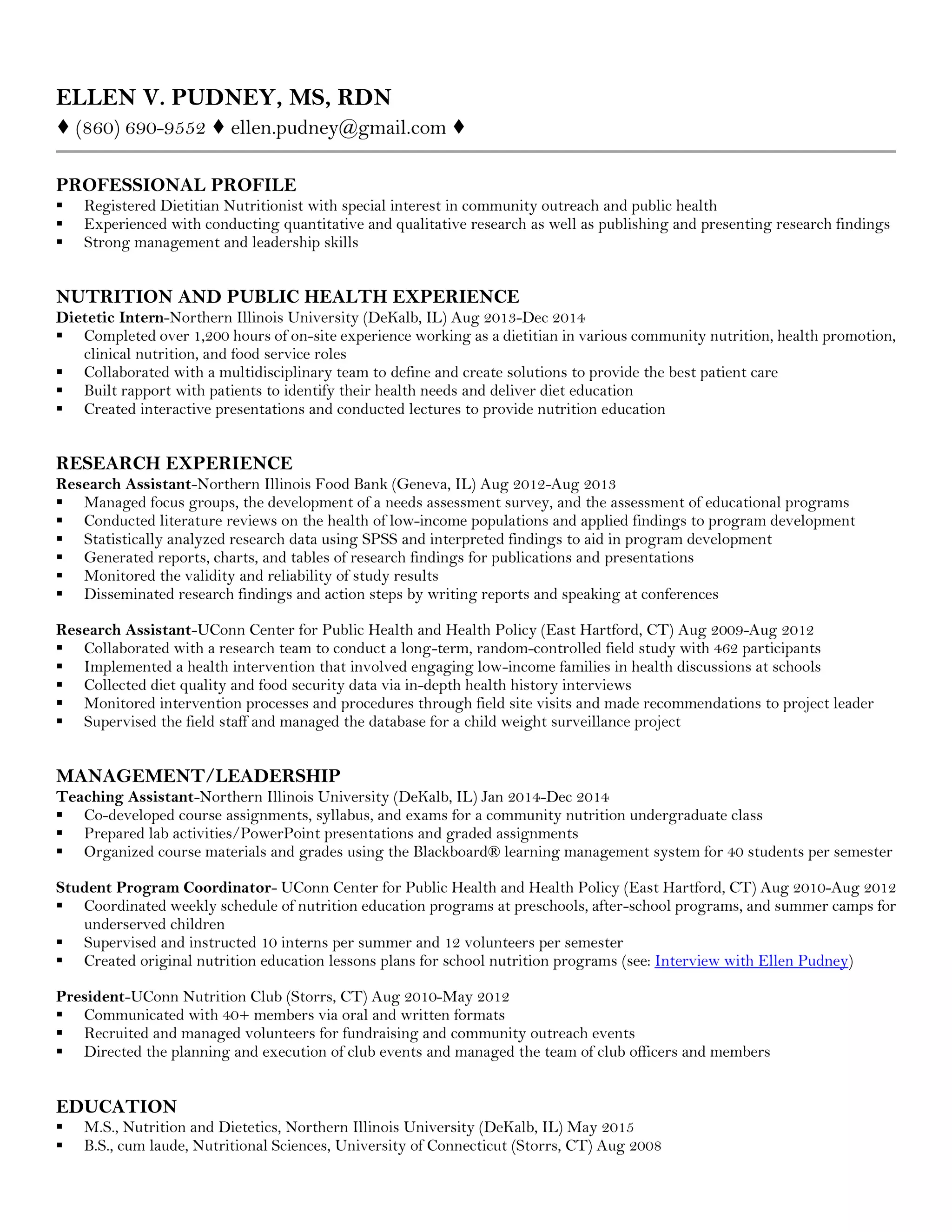 Ellen Pudney's Resume | PDF