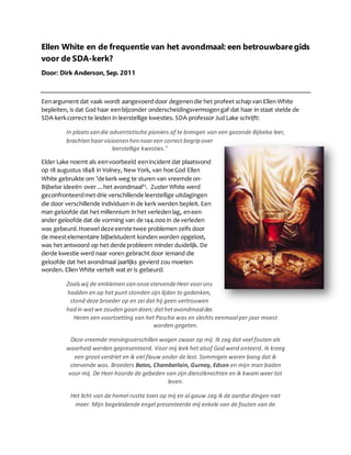 Ellen White en de frequentie van het Avondmaal | DOCX
