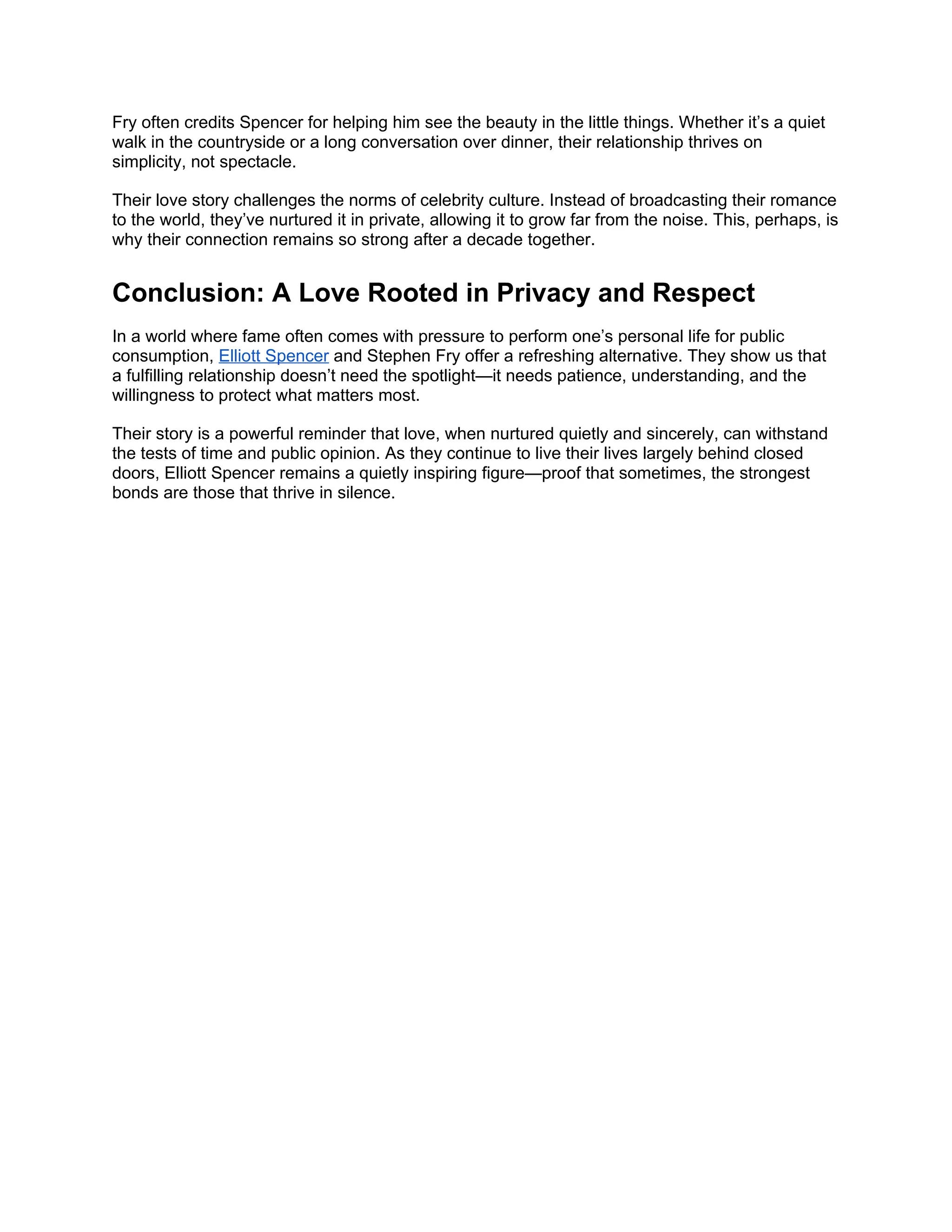 Elliott Spencer on Fame, Love & Life with Stephen Fry – A Rare Glimpse | PDF