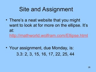 Ellipse - Basic Concepts, Forms of the Equation | PPT | Geography | Science