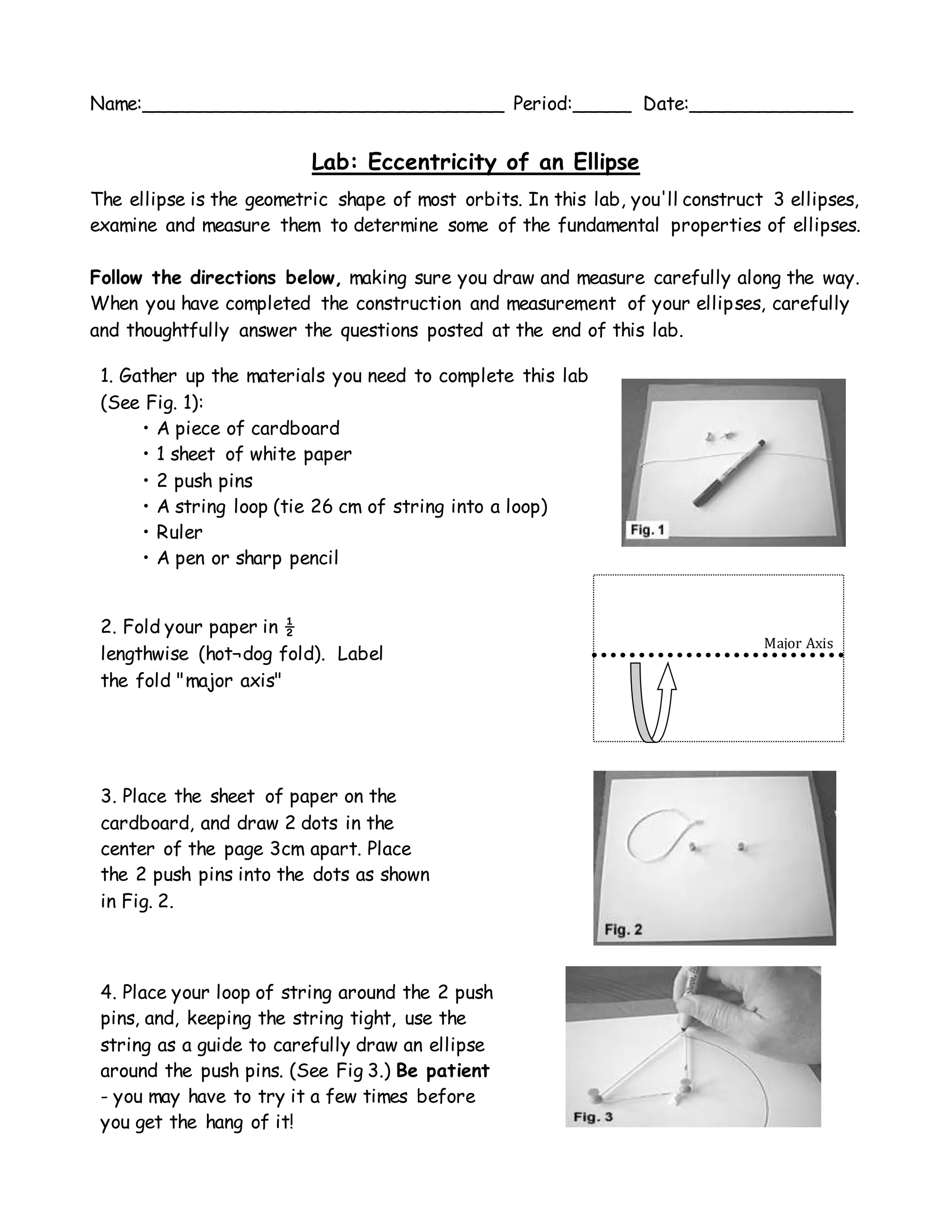 Eccentricity of an Ellipse lab | DOCX
