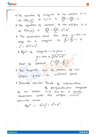 Ellipse Mathematics Handwritten Notes Pdf