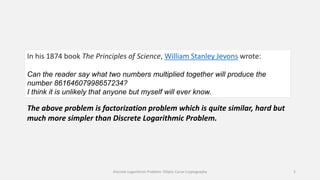 Discrete Logarithmic Problem- Basis of Elliptic Curve Cryptosystems | PPTX