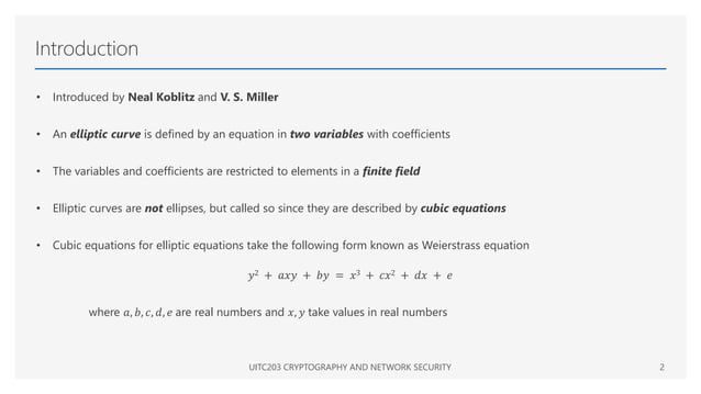 Elliptic Curve Cryptography | PPTX | Physics | Science