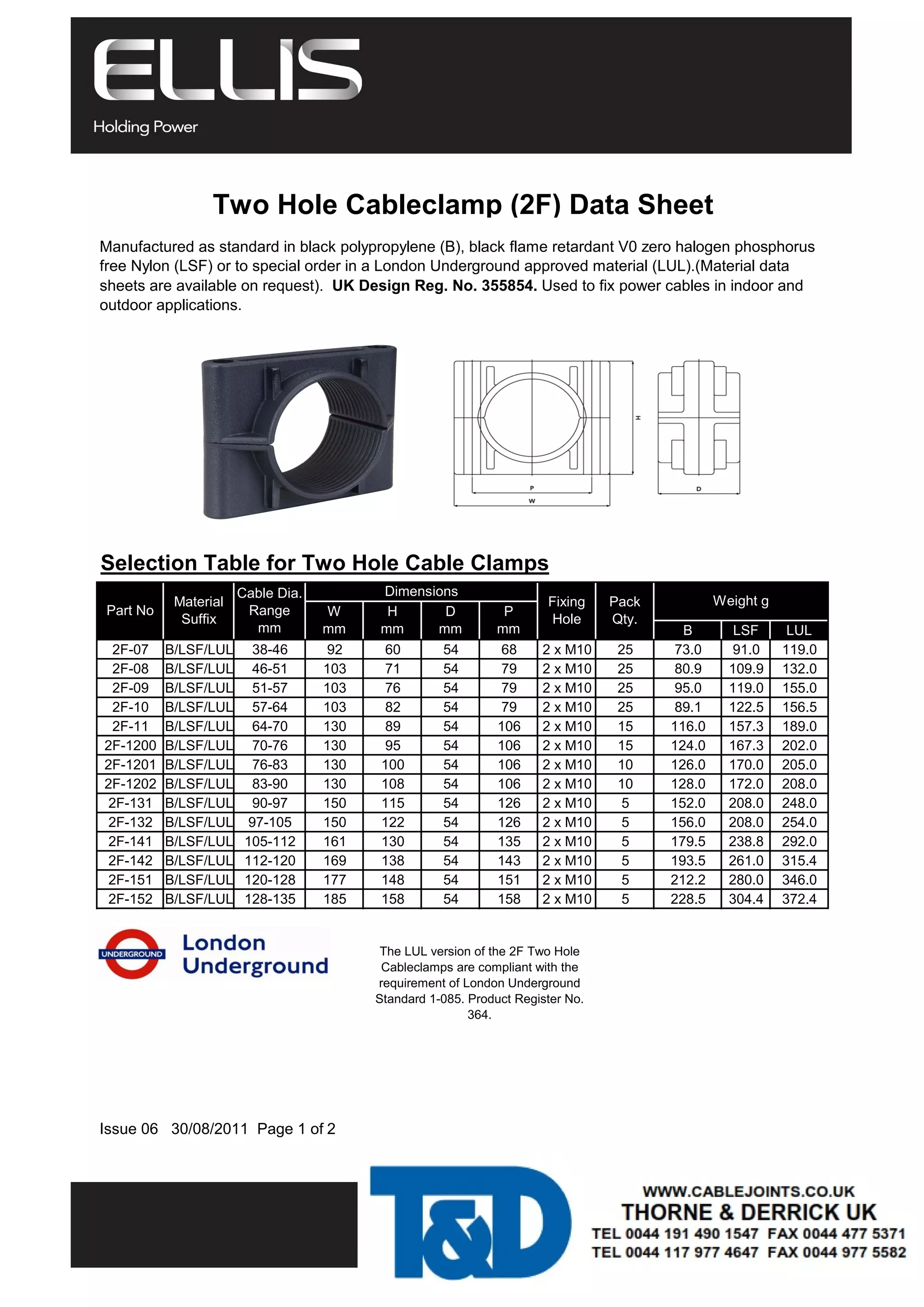 Cable Cleats - Ellis Patents 2 Hole Nylon Cable Clamp (2F) | PDF