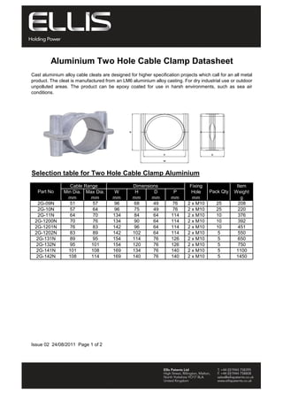 Ellis Patents Aluminium Two Hole Cable Clamps - Aluminium Cable Cleats ...