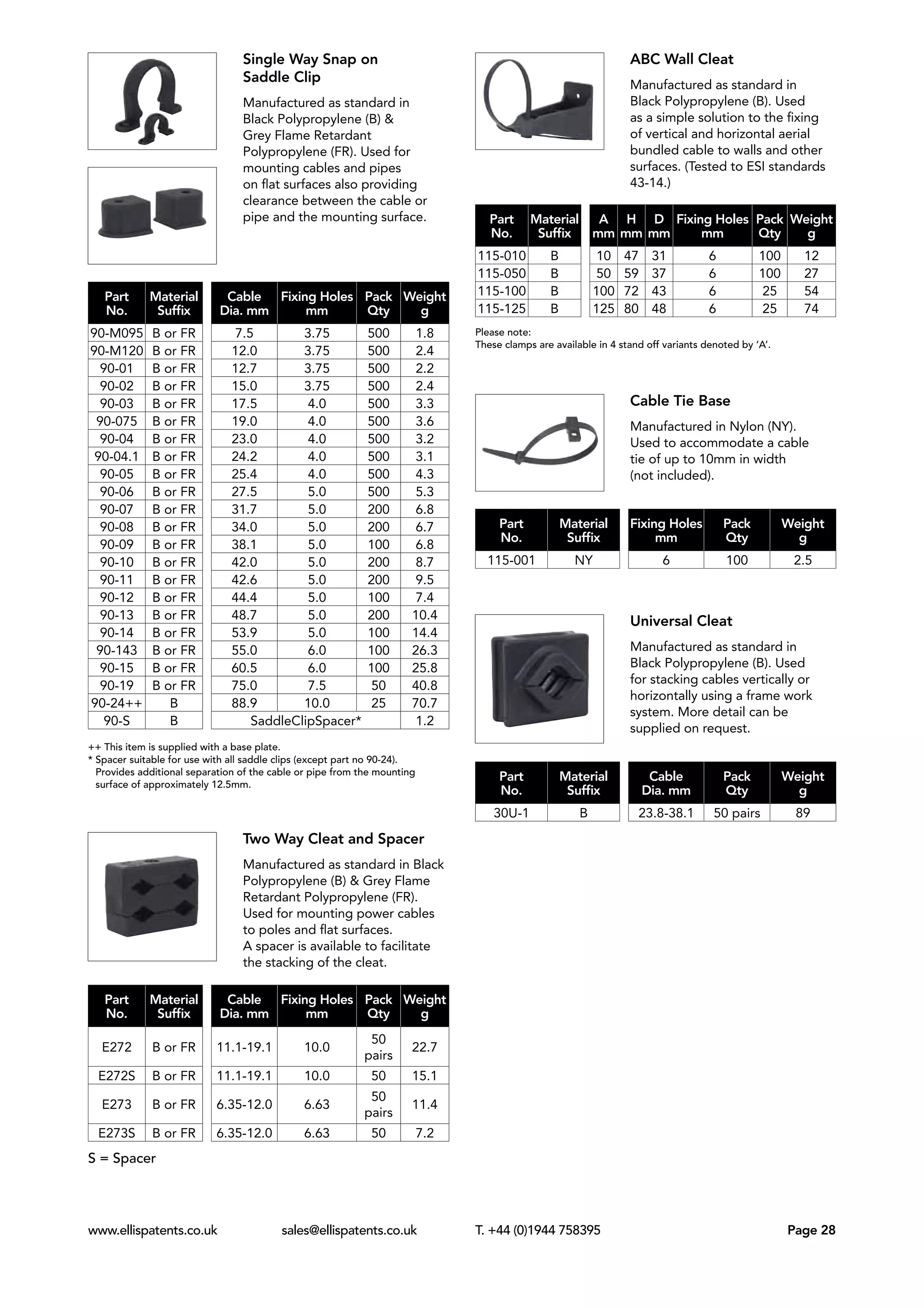 Ellis Patents Cable Cleats - General Catalogue | PDF | Sports Equipment ...