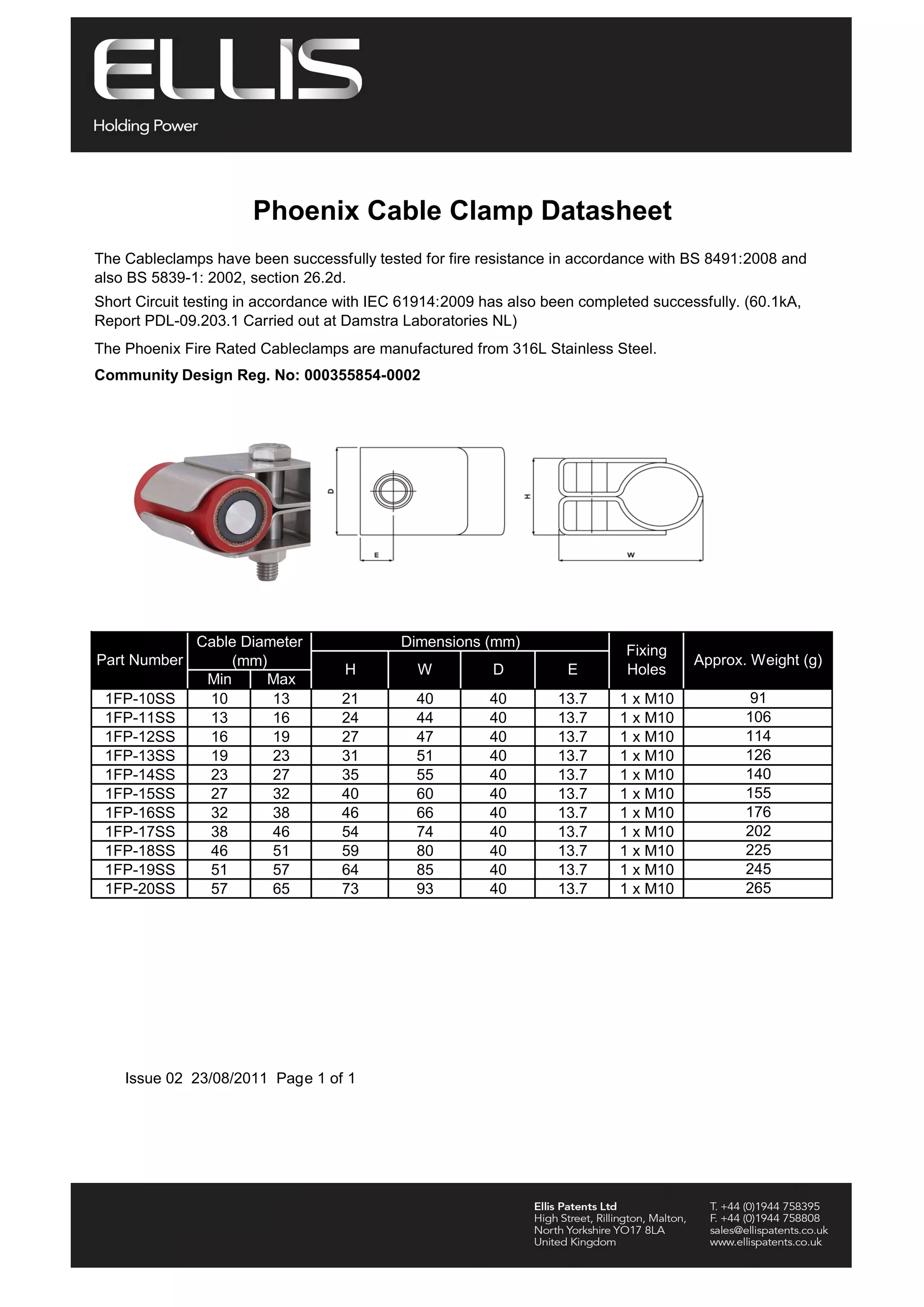 Ellis Patents Cable Cleats - Phoenix Cable Cleats Fire Resistant | PDF