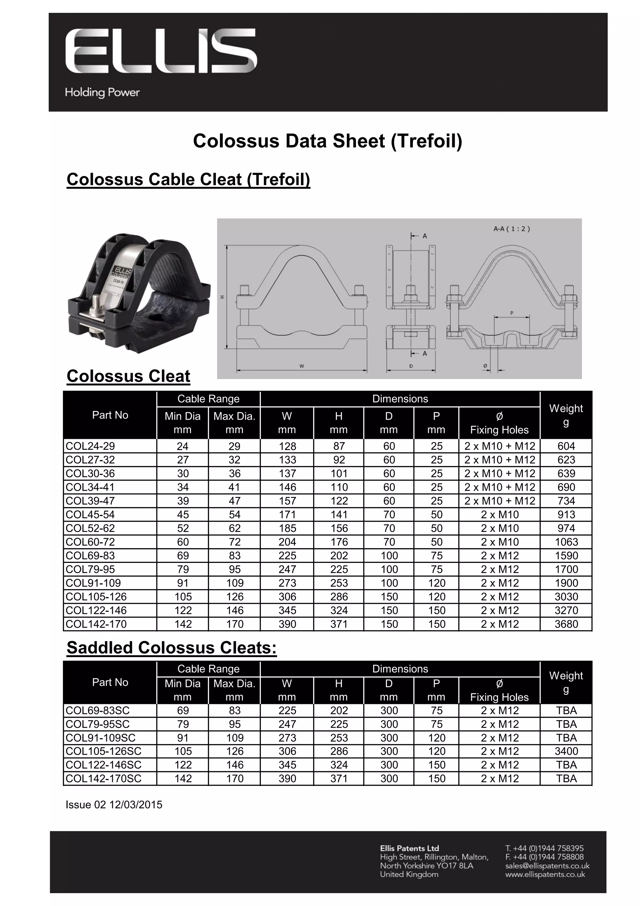 Ellis Patents Colossus Cable Cleats | PDF