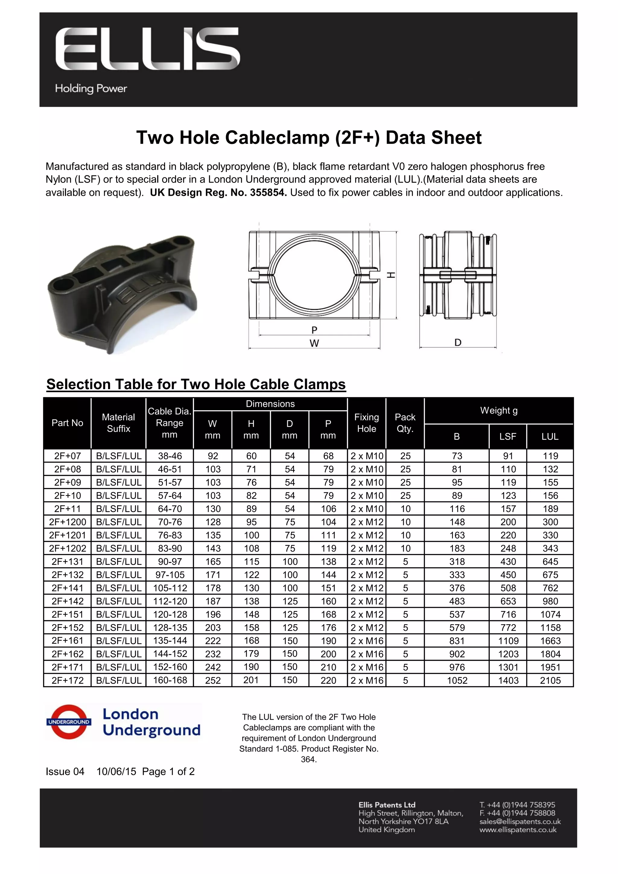 Ellis Patents 2 Hole Plastic Cable Cleat | PDF