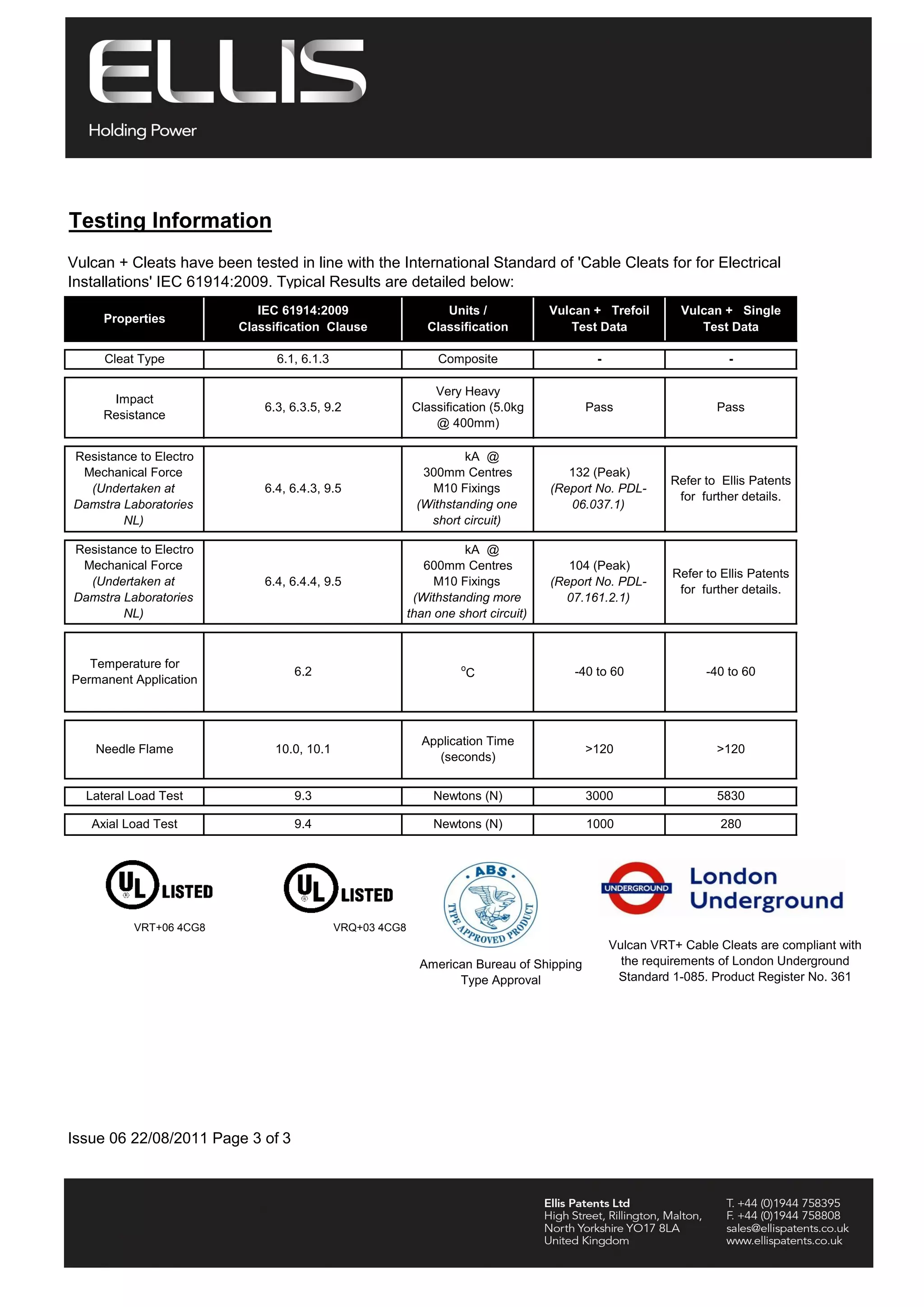 Ellis Patents VRQ+01 Vulcan Quadrafoil Cable Cleat - Spec Sheet | PDF