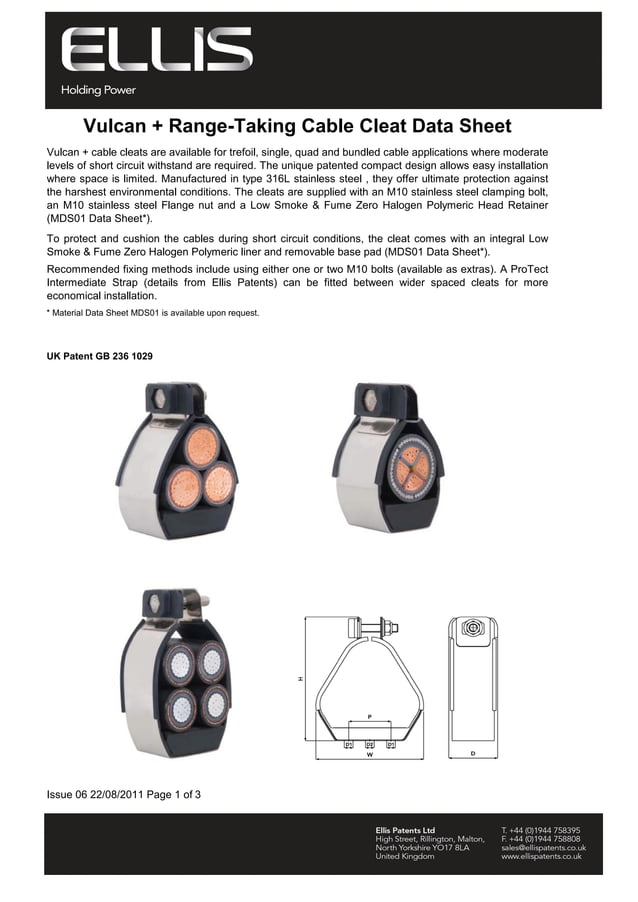 Ellis Patents VRQ+01 Vulcan Quadrafoil Cable Cleat - Spec Sheet | PDF