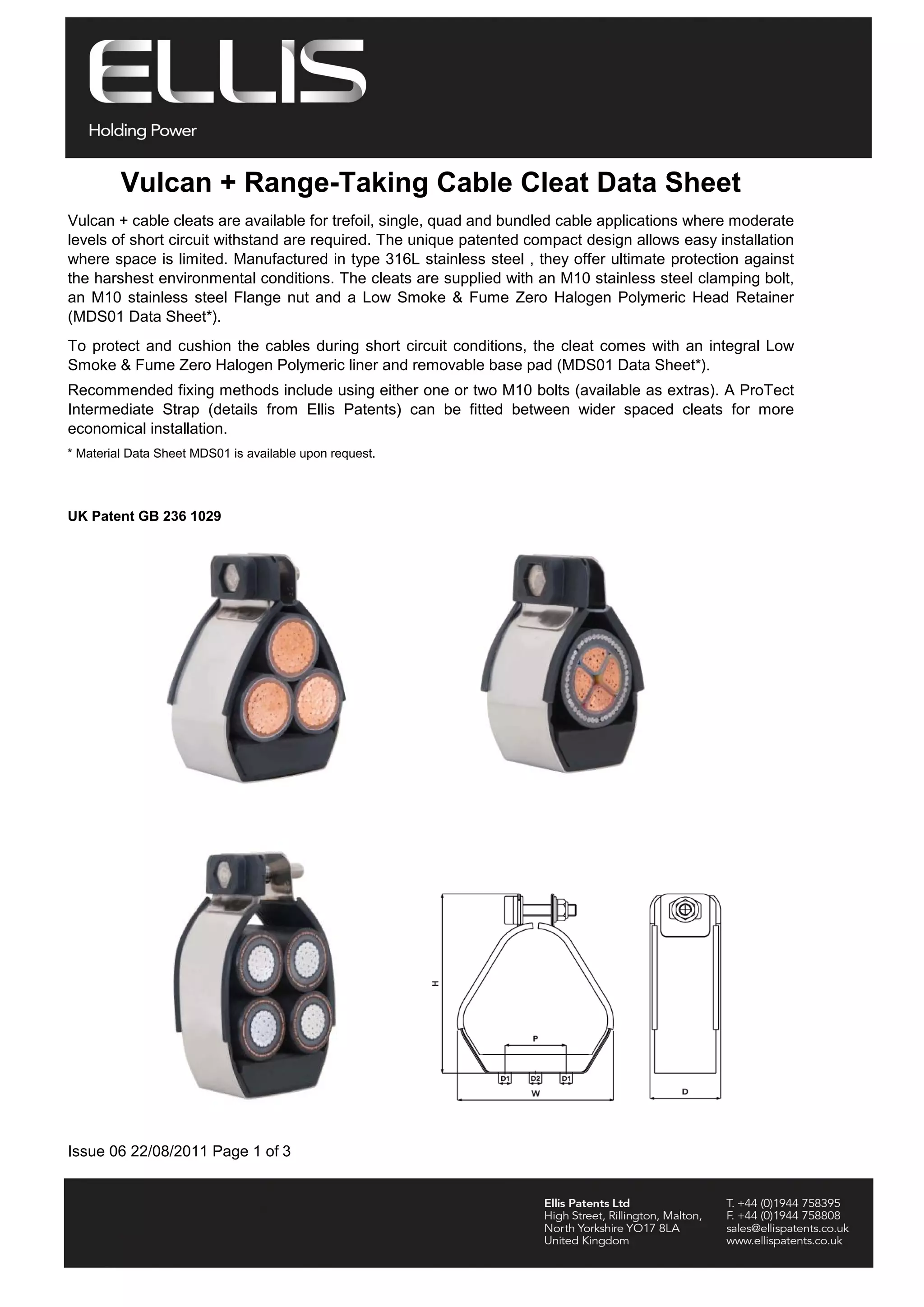 Ellis Patents Vulcan Cable Cleats - Stainless Steel Single & Trefoil ...