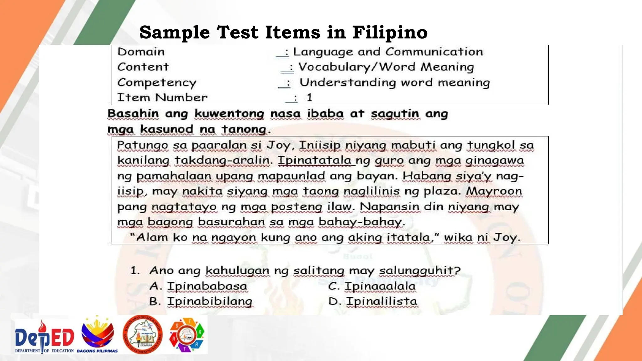 ELLNA Review for Grade 3 Filipino, Math and English | PPTX