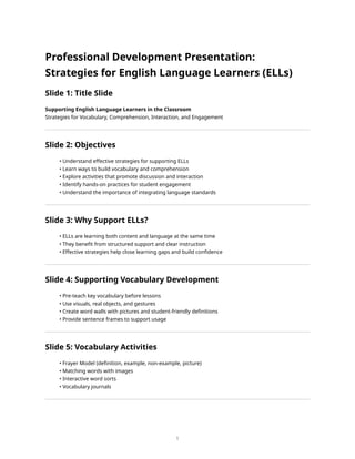 Effective Classroom Strategies to Support English Language Learners ...
