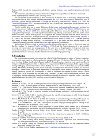 Language Learning Strategy Use; Does Critical Thinking Make a ...