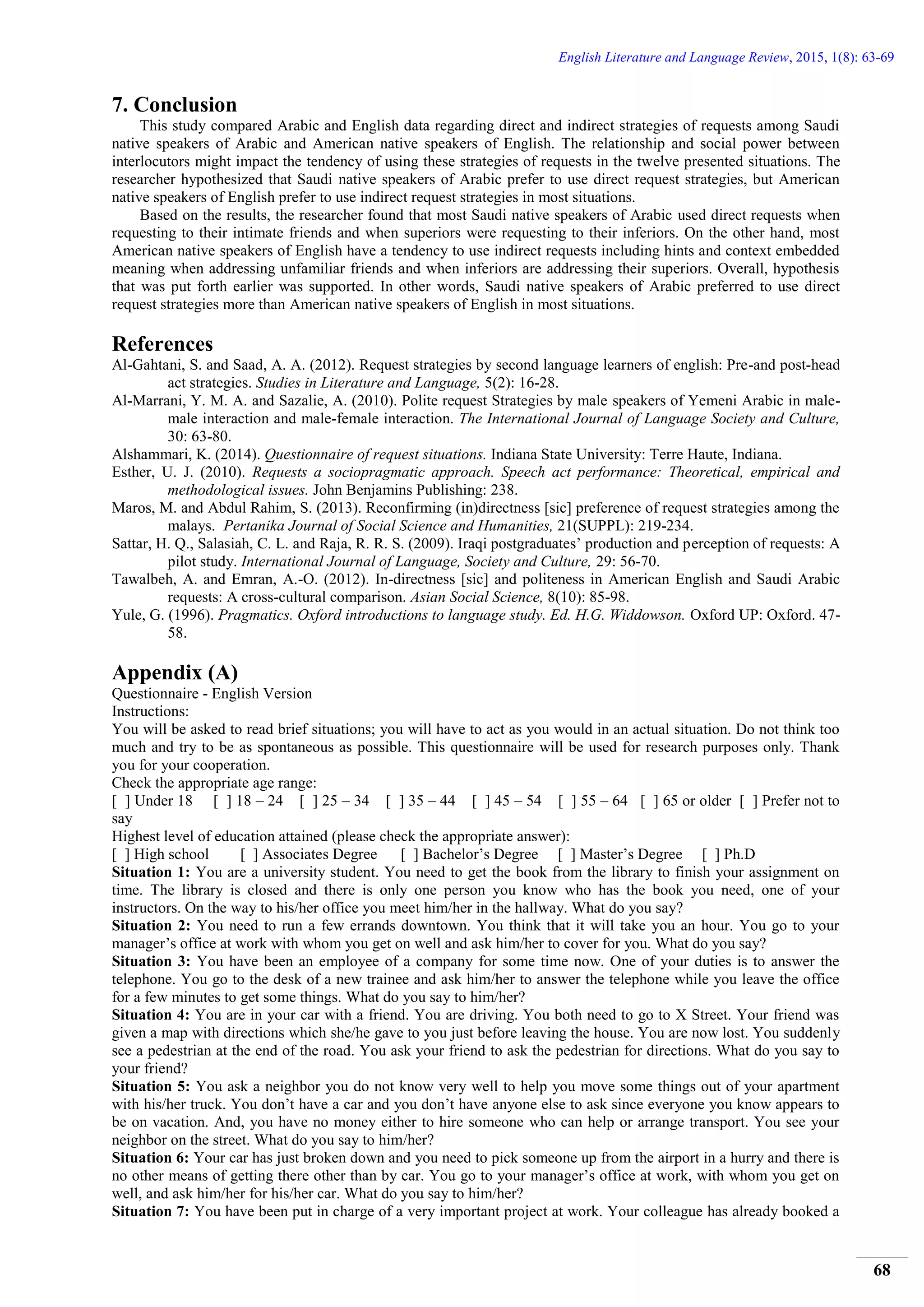 Directness and Indirectness of Speech Acts in Requests among American ...