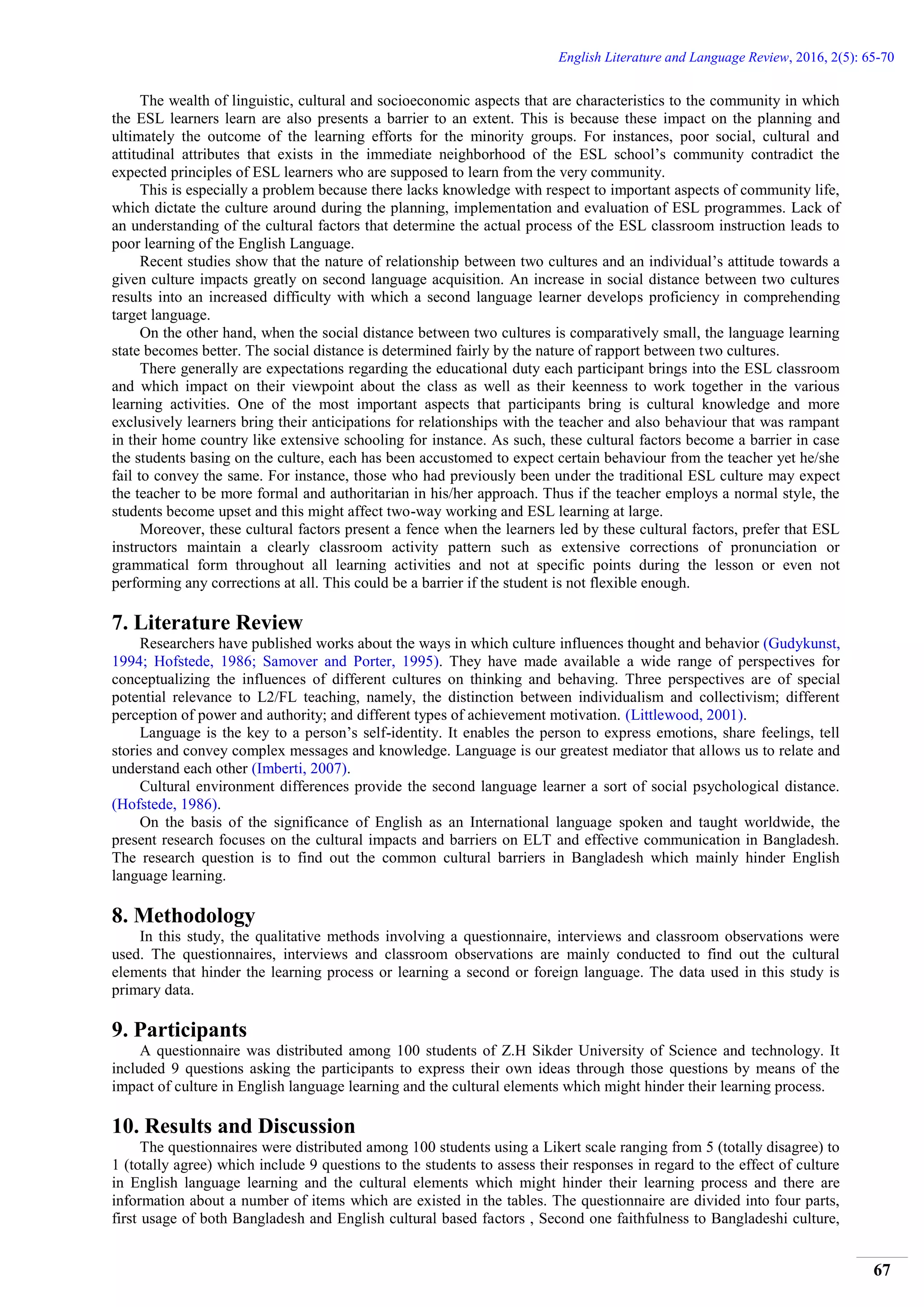 Cultural Barrier in Learning a Foreign or Second Language: An Outline ...