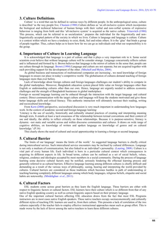 Cultural Barrier in Learning a Foreign or Second Language: An Outline ...