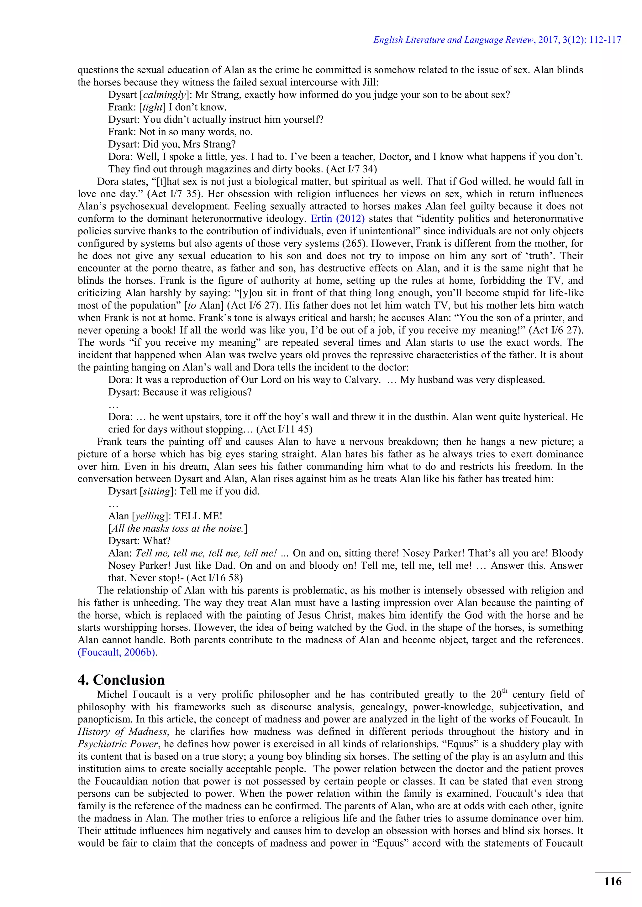 A Foucauldian Reading of Peter Shaffer?s Equus | PDF