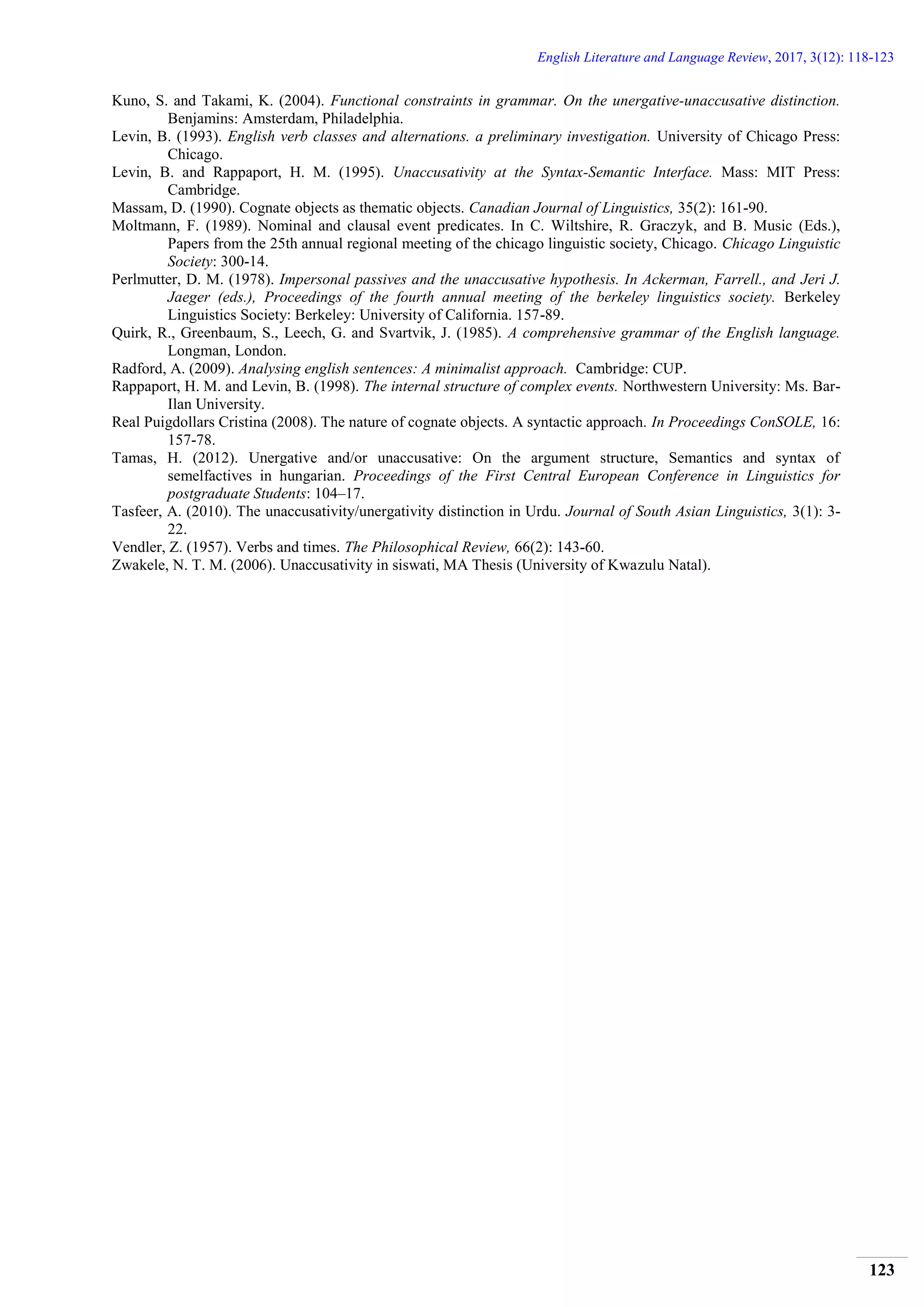 Unergativity in Embosi | PDF